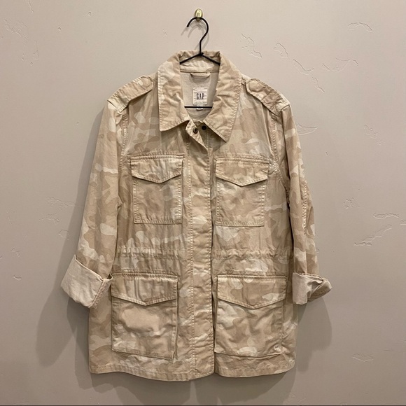 GAP | Jackets & Coats | Gap Tan Neutral Camo Miltary Utility Jacket ...